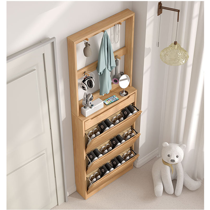 Elegant Home Furnishings.s Solid Oak Entryway Coat Rack & Shoe Cabinet | Wayfair
